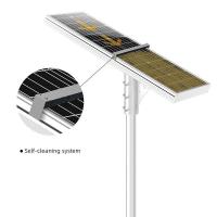 China 40w 60w 80w LED Integrated Solar Street Lights Automatic Robot Self Cleaning for sale