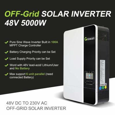 China Three Phase Single Phase Solar Growatt Hybrid Inverter 5kw 10kw for sale