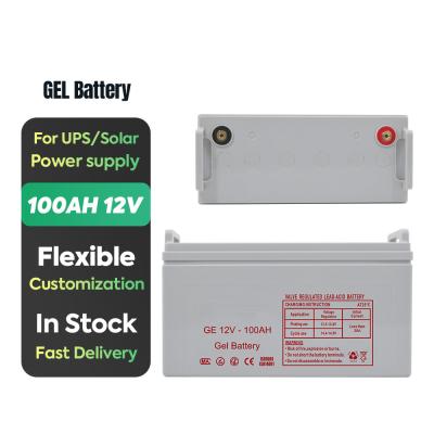 China 12V 100AH GEL Storage Rechargeable Pure Lead UPS Battery For Solar Power System for sale