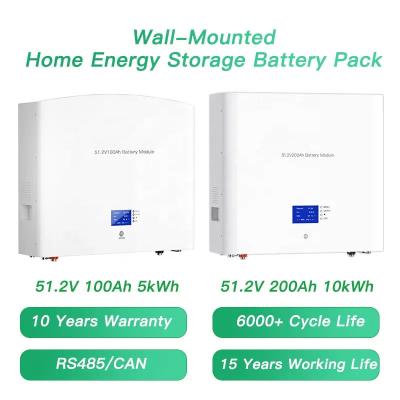 China 6000 Times Cycle Life Lithium Ion Solar Battery Eco Friendly 51.2V 10Kwh 200Ah for sale