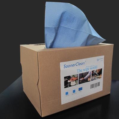 China Woodpulp Pp Blue Embossed Nonwoven Cleaning Wipes High Gram Heavy Industrial for sale