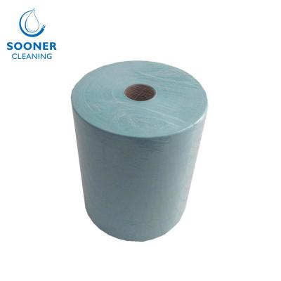 China 100gsm Industrial Cleaning Wipes Heavy Duty Pulp 55% + Pet 45% Spunlace Non Woven for sale