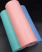 China Blue Wave Line Spunlace Disposable Kitchen Wipes 100gsm for sale