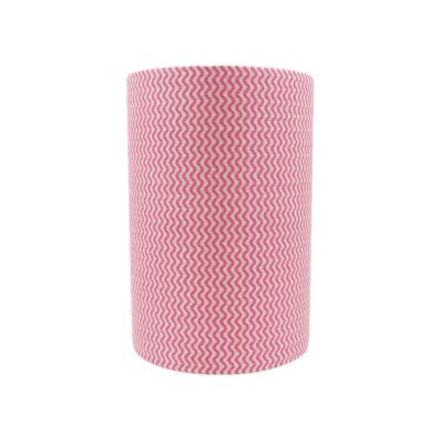 China Red Wave Pattern Cleaning Cloth Spunlace Non Woven Fabric 100gsm for sale