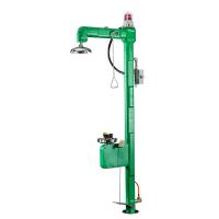 China Stainless Steel Tempered Water Eyewash Green With Dual Spray Heads for sale