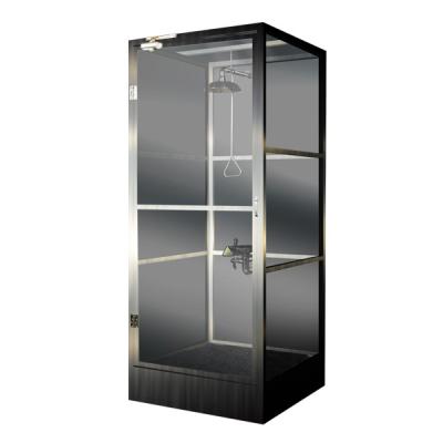 China Organic Glass Stainless Steel Enclosed Emergency Shower With Eye Wash for sale