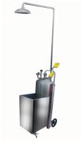 China Stainless Steel Mobile Eyewash Station 65L Catch Basin Chemical Resistant for sale