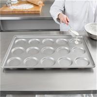 China 3 Inch Glazed Aluminumized Steel Hamburger Bun Pan Baking Tray 24 Cup for sale
