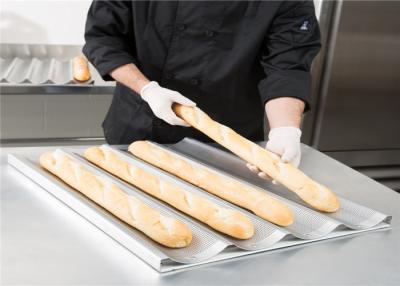 China NSF 5 Slot Aluminium Baguette Baking Tray 460x720mm Glazed French Bread Pan for sale