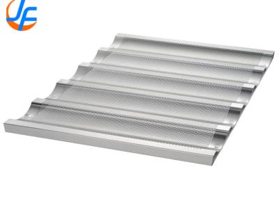 China 5 Loaf Nonstick Aluminum Baguette Baking Pan 18x4x1 Inch Compartments Commercial French Bread Tray for sale