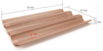 China Gold Nonstick Aluminum Baguette Baking Tray 0.8mm 1.0mm Thickness Commercial for sale