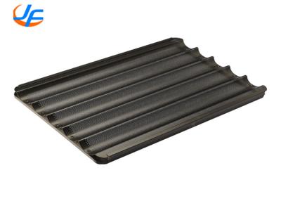 China RK Bakeware 5 Loaf Glazed Uni-Lock Aluminum Baguette Bread Pan 600x400x33mm for sale