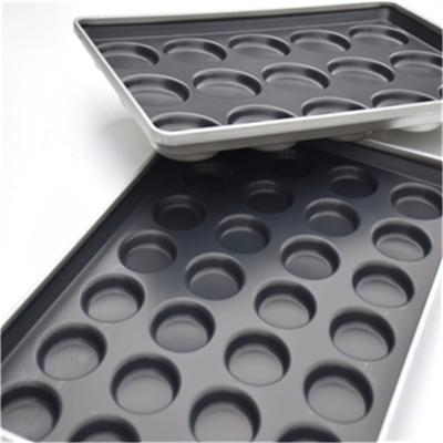 China Nonstick Mini Hamburger Bun Tray 2.5 Inch 35 Cup Aluminized Steel Baking Pan for sale