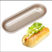 China Aluminum Alloy Nonstick Hot Dog Bun Pan 7.2x2.5x0.9 Inch Commercial Baking Mould for sale