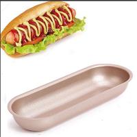 China Aluminum Alloy Nonstick Hotdog Shaped Pan 7.2x2.5x0.9 inch for Commercial Bakery for sale
