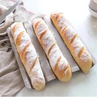 China NSF Aluminum Nonstick Perforated Baguette Pan 15 x 13 Inch 4 Wave Loaves Bread Baking for sale