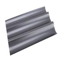 China NSF Aluminum Nonstick Perforated Baguette Pan 15 x 13 Inch 4 Wave Loaves Bread Baking for sale