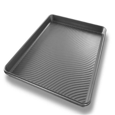 China NSF Nonstick Round Corner Corrugated Aluminum Baking Sheet Pan 230C Oven Safe Custom Size for sale