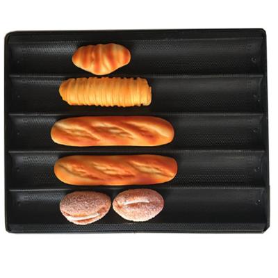 China Perforated Aluminum Baguette Tray French Bread Baking Mold NSF Certified 230C Oven Safe for sale