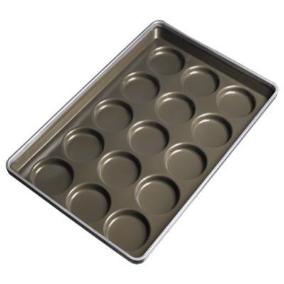 China 5 Inch Nonstick Hamburger Bun Tray Aluminum Alloy 15 Indents Commercial Baking Pan for sale