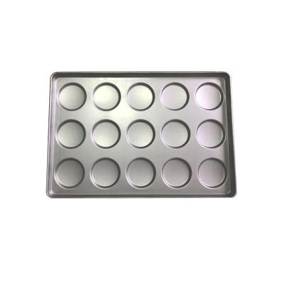 China Aluminized Steel 15 Cavity Hamburger Bun Cookie Pan 17.75 x 25.75 Inch for Bakery for sale