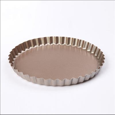 China Hard Coat Fluted Round Aluminum Pizza Pan 16 Inch Nonstick Carbon Steel Bakeware for sale