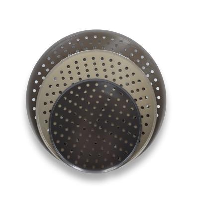 China NSF Commercial Perforated Aluminum Pizza Disk Pan 9 12 15 Inch Hard Coat Bakeware for sale