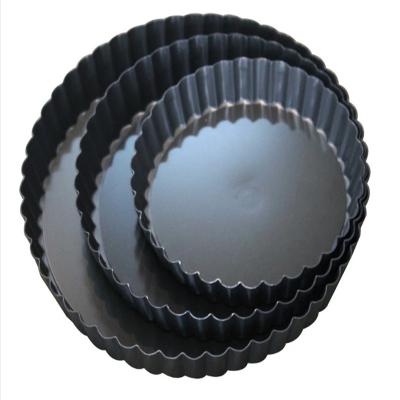 China Hard Anodized Aluminum Loose Base Fluted Quiche Pan 8 Inch Nonstick Bakeware for sale