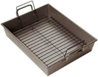China Aluminum Roast Pan Hard Coated 13x9 Inch NSF Certified Commercial Bakeware with Handles and Rack for sale