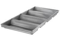 China Aluminized Steel 4 Strap Hearth Bread Pan 22 Gauge NSF Nonstick Silicone Glaze 2 lb Loaf Capacity for sale