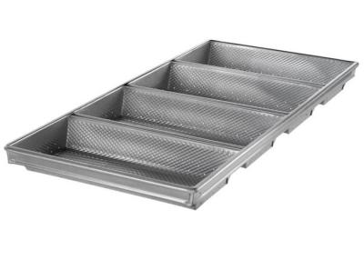 China Aluminized Steel 4 Strap Hearth Bread Pan 22 Gauge NSF Nonstick Silicone Glaze 2 lb Loaf Capacity for sale
