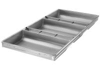 China Aluminized Steel 4 Strap Hearth Bread Pan 22 Gauge NSF Nonstick Silicone Glaze 2 lb Loaf Capacity for sale