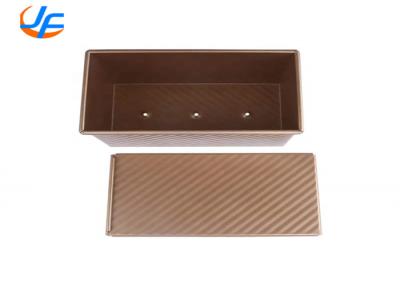 China NSF Certified Heavy Duty Carbon Steel Pullman Bread Pan 21x12x12cm Gold Nonstick for sale