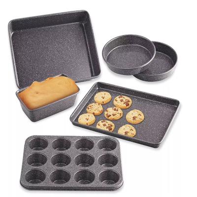 China NSF 6 Piece Nonstick Bakeware Set Cake Cookie Muffin Loaf Pan Oven Safe 230C for sale