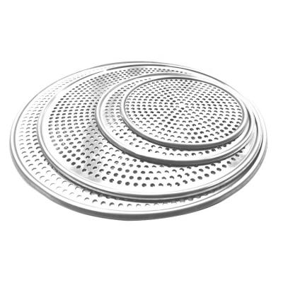 China Perforated Round Aluminum Pizza Pan 8-18 Inch Punched Baking Tray for sale