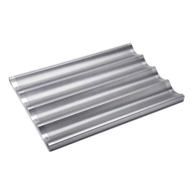 China 4 Slotted Aluminum French Bread Baking Pan Baguette Tray 40cm for Bakery Restaurant for sale