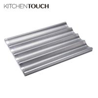 China 4 Slotted Aluminum French Bread Baking Pan Baguette Tray 40cm for Bakery Restaurant for sale