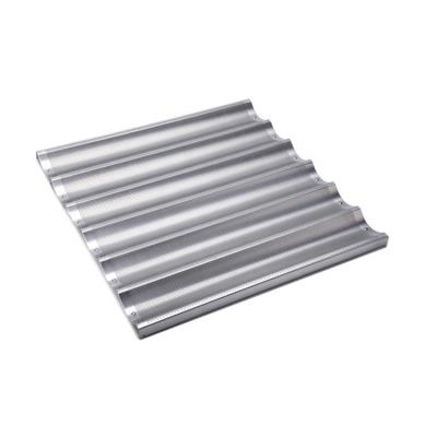 China 6 Slotted Aluminum French Bread Baking Pan Baguette Tray 40cm Commercial Grade for sale