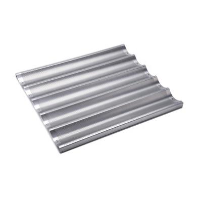 China 5 Slot Aluminum French Bread Baking Pan Nonstick Baguette Tray 40cm for Bakery Restaurant for sale