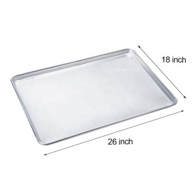 China Aluminum Full Perforated Baking Bread Tray 26x18x1 Inch 1.2mm for Burger Hot Dog Buns for sale
