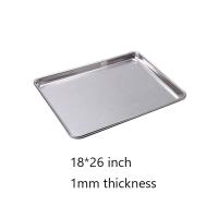 China Commercial 26x18x1 Inch Full Size Baking Pan 1mm Heavy Duty Wire Rim Flat Baking Tray for sale
