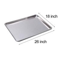 China Commercial 26x18x1 Inch Full Size Baking Pan 1mm Heavy Duty Wire Rim Flat Baking Tray for sale