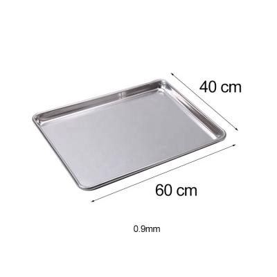 China 40x60 cm European Baking Tray Rectangle Aluminum Baking Pan 0.9mm Iron-Wire Roll-Rim Sheet Pan for sale