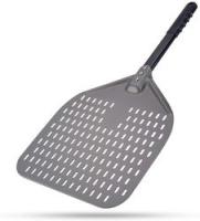 China 66cm Hard Anodized Aluminum Pizza Shovel 12 Inch Silver Perforated Pizza Peel for sale