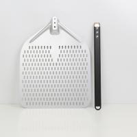 China Alumina Pizza Turning Shovel 12 Inch Black Hard Aluminum Perforated Pizza Peel for sale
