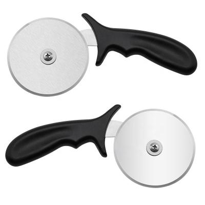 China 10cm Stainless Steel Pizza Wheel Cutter with PP Handle Round Plastic Pizza Cutter Server for sale