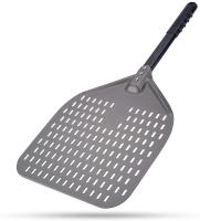 China 66cm Aluminum Pizza Shovel 12 Inch Perforated Pizza Peel Black Hard for sale