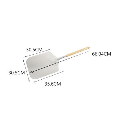 China 66cm Wooden Handle Pizza Peel 12 Inch Aluminum Pizza Shoval for Commercial Kitchen for sale
