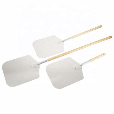 China Wooden Handle Aluminum Pizza Peel Shovel 14 Inch Commercial Grade Pizza Paddle for sale