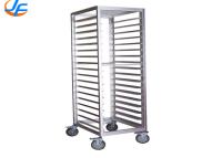 China Stainless Steel Bakery Tray Trolley 16 32 Trays Bread Pan Rack for Rotary Oven for sale